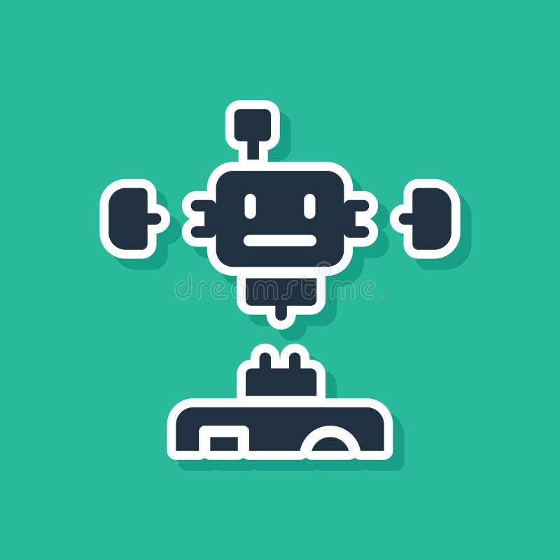 Blue Disassembled Robot Icon Isolated on Green Background. Artificial ...