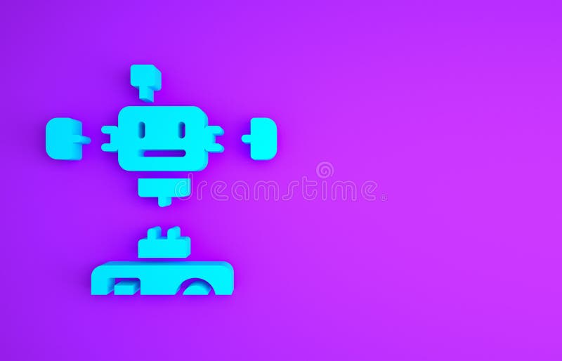 Blue Disassembled Robot Icon Isolated on Purple Background. Artificial ...