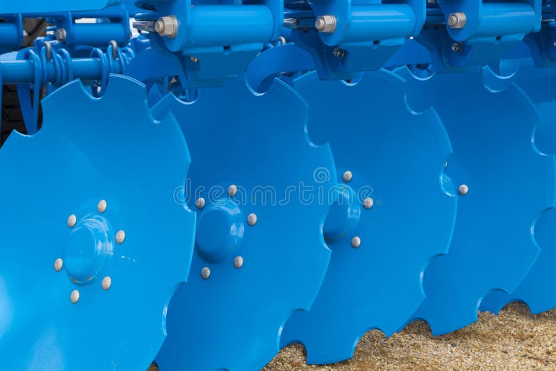 Blue Disc Harrow Trailer for a Farming Tractor Stock Image - Image of ...