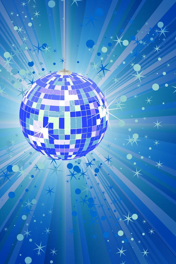 Blue Disco Ball with Rays and Glitters Stock Vector - Illustration of ...