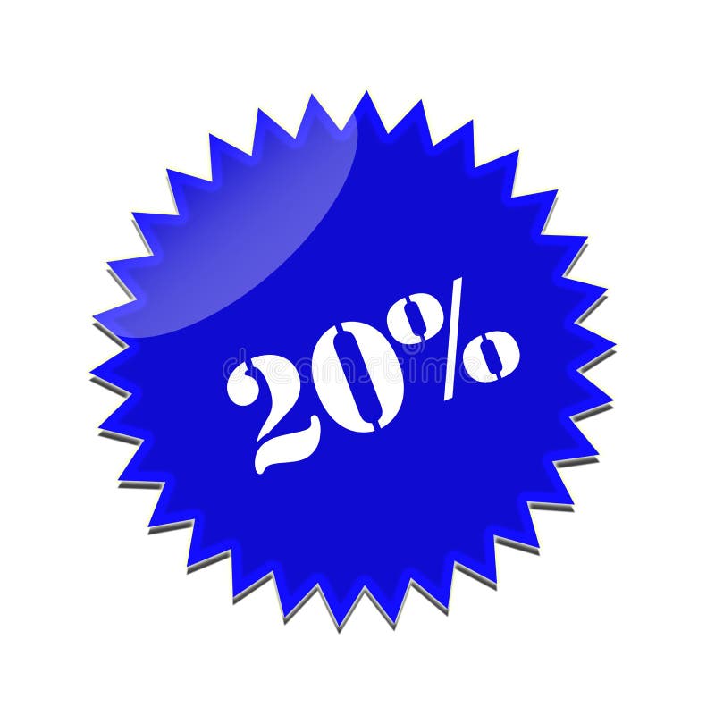 Blue 20 Discount Icon on a White Background Stock Illustration ...