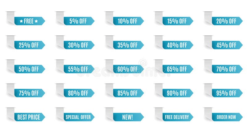 Blue Discount Label Set Vector for Design. Stock Vector - Illustration ...