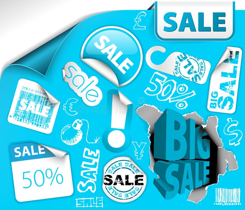 Blue Discount Tickets, Labels, Stamps Stock Illustration - Illustration ...