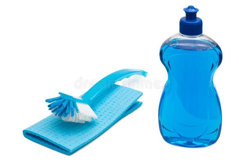 Blue dish washing tools stock photo. Image of white, sanitation - 55267832