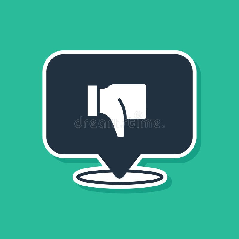 Blue Dislike in Speech Bubble Icon Isolated on Green Background. Vector ...