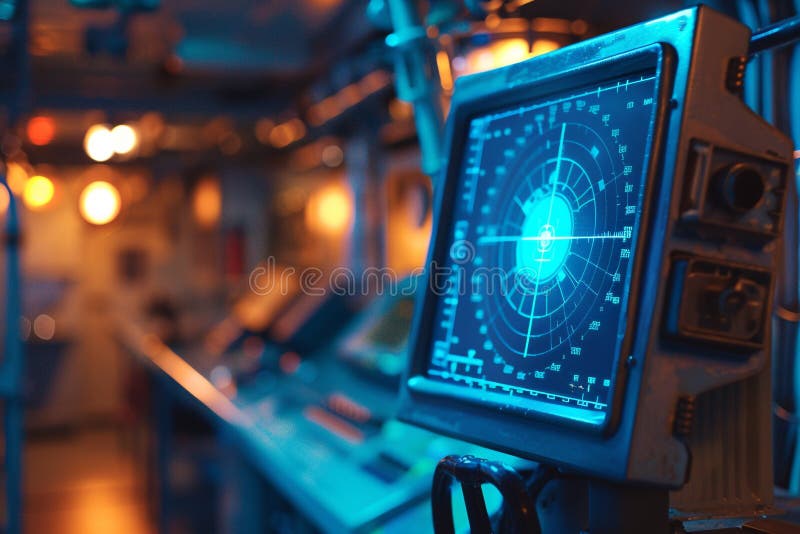 Blue Display on the Captains Bridge of a Ships Radar Stock Illustration ...
