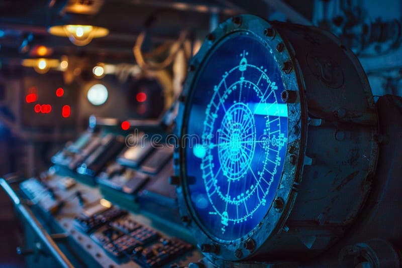 Blue Display on the Captains Bridge of a Ships Radar Stock Illustration ...