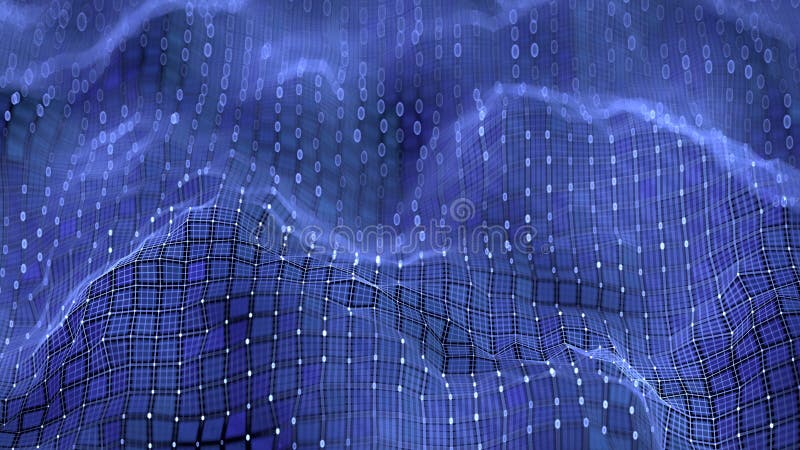 Blue Distorted Surface with Hard Lines 3D Rendering Illustration Stock ...