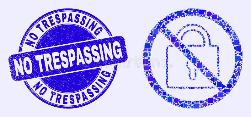 Blue Distress No Trespassing Stamp Seal and Stop Lock Mosaic Stock ... Blue Distress No Trespassing Stamp Seal and Stop Lock Mosaic Stock ...