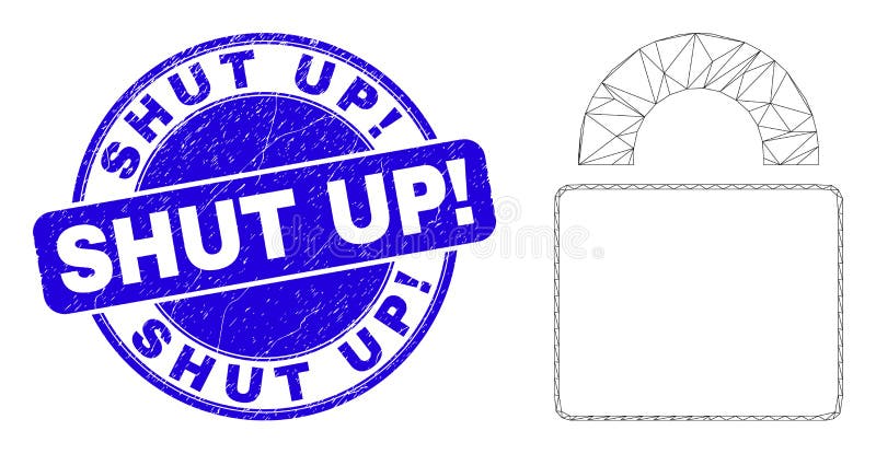 Blue Distress Shut Up! Stamp and Web Mesh Lock Stock Illustration ...