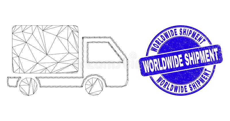 Blue Distress Worldwide Shipment Stamp Seal and Web Carcass Lorry Stock ... Blue Distress Worldwide Shipment Stamp Seal and Web Carcass Lorry Stock ...