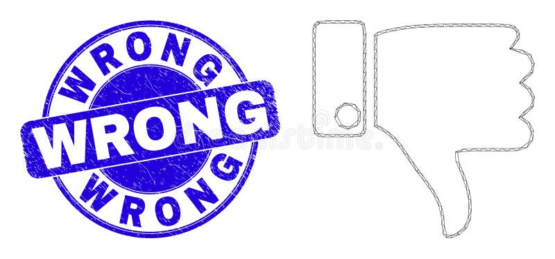 Blue Distress Wrong Seal and Web Mesh Thumb Down Stock Illustration ...