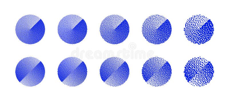 Blue Divided Circle Various Resolution of Bitmap Gradient Vector Set on ...