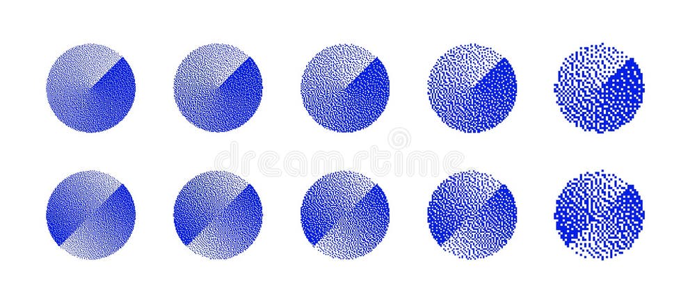 Blue Divided Circle Various Resolution of Bitmap Gradient Vector Set on ...