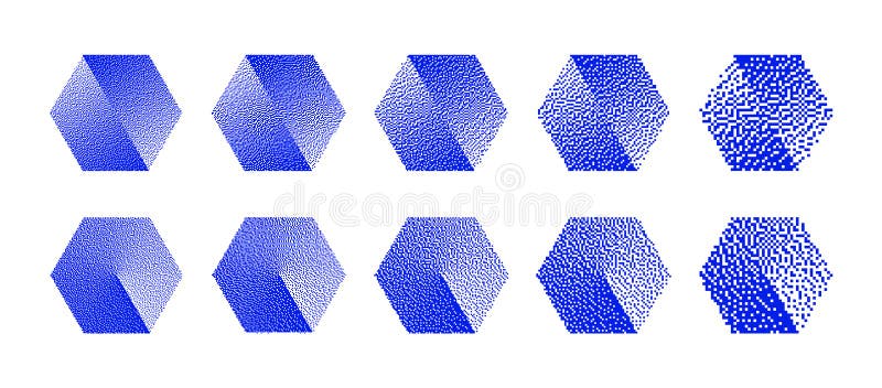 Blue Divided Hexagons Various Resolution of Bitmap Gradient Vector Set ...