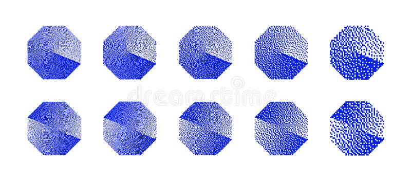 Blue Divided Octagons Various Resolution of Bitmap Gradient Vector Set ...