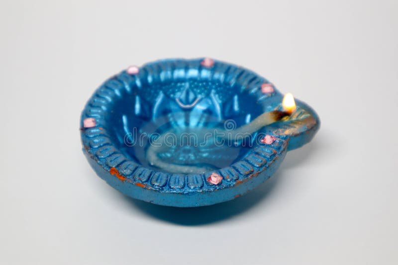 Blue Diya on White Background Stock Photo - Image of care, holiday ...