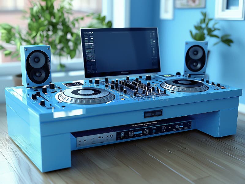 Blue DJ Equipment for Nightlife Stock Illustration - Illustration of ...