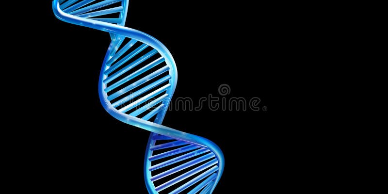 Blue Glowing DNA Model on a Black Background. Stock Illustration ...