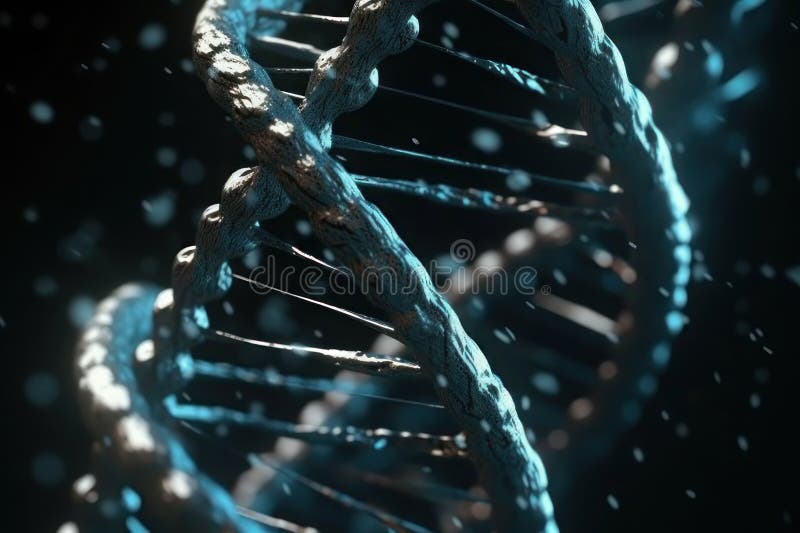 Blue DNA Helix, Viewed Under a Microscope. AI Generative Stock ...