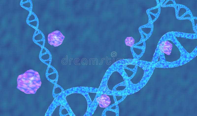 Blue Dna Molecule,3d Render Stock Illustration - Illustration of ...