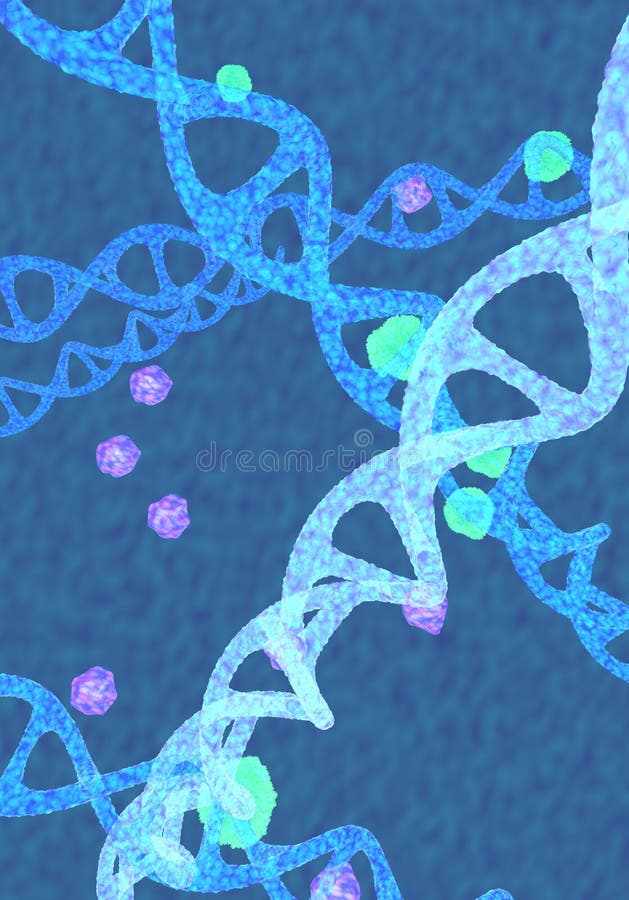 Blue Dna Molecule,3d Render Stock Illustration - Illustration of ...
