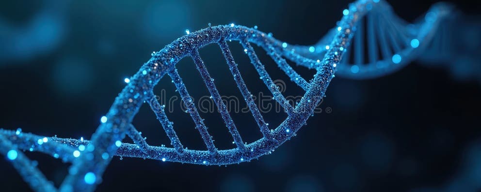 Blue DNA Strand Against Black Background. Complex Structure Made of ...
