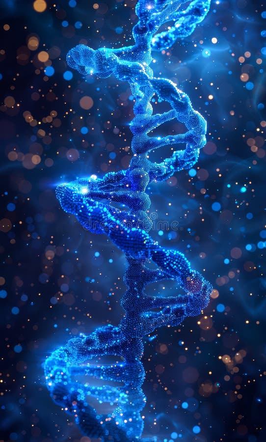 A Blue DNA Strand with a Blue Background Stock Image - Image of ...