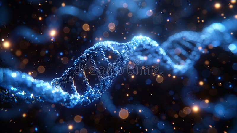 A Blue DNA Strand with a Black Background Stock Illustration ...