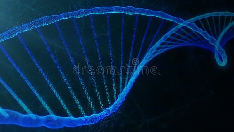 Blue DNA Strand of the Human Genome Generate from Atoms and Genetic ...