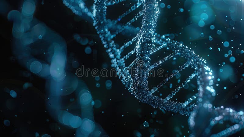 A Blue DNA Strand with a Lot of Dots Stock Photo - Image of health ...
