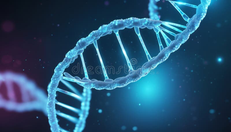 A Blue DNA Strand with a Purple Background Stock Illustration ...
