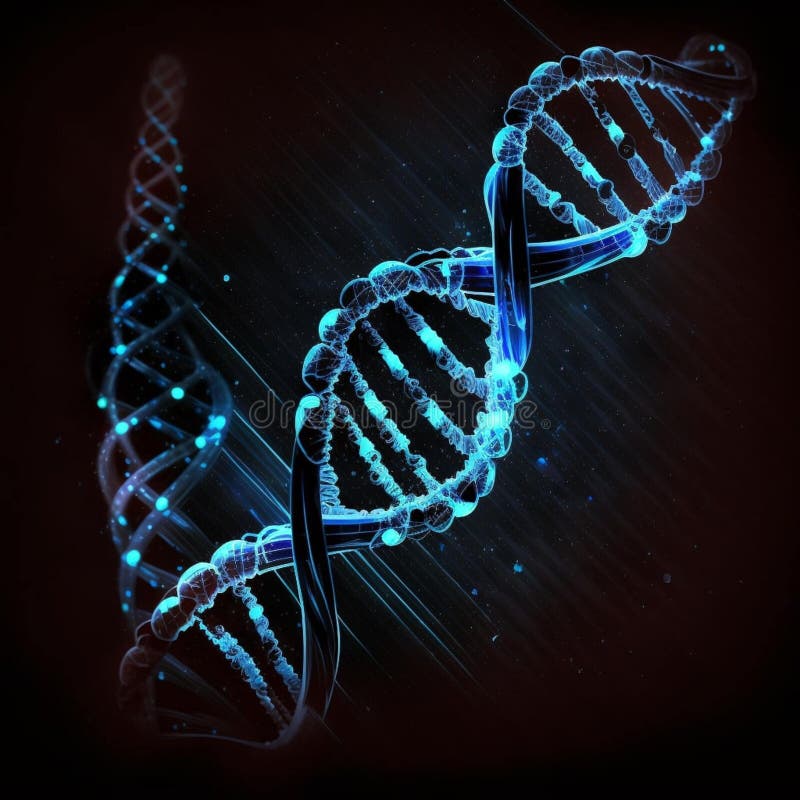 Blue DNA Strings on a Black Background Stock Illustration ...