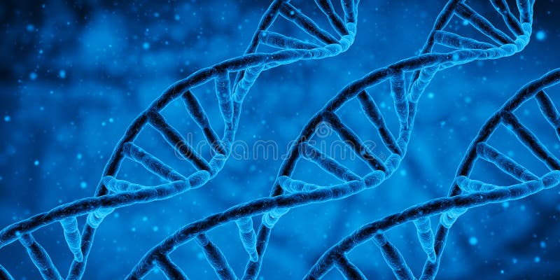 Blue DNA Structure Science Research Biology and Medical Concept. 3d ...