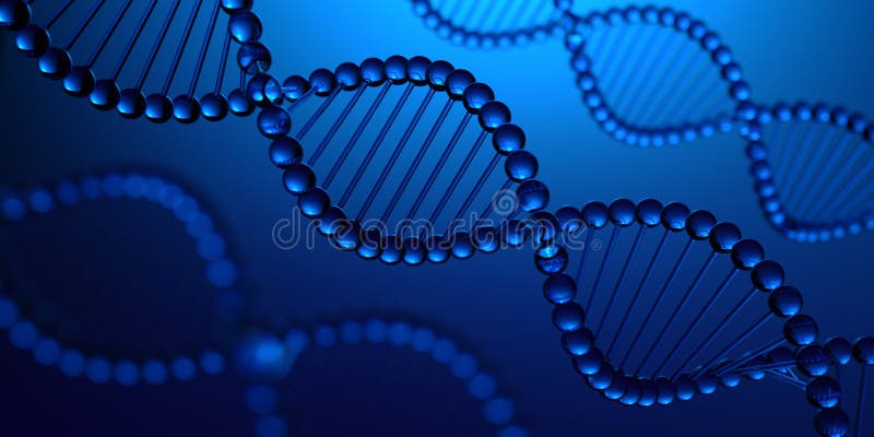 Blue DNA Structure Science Research Biology and Medical Concept. 3d ...