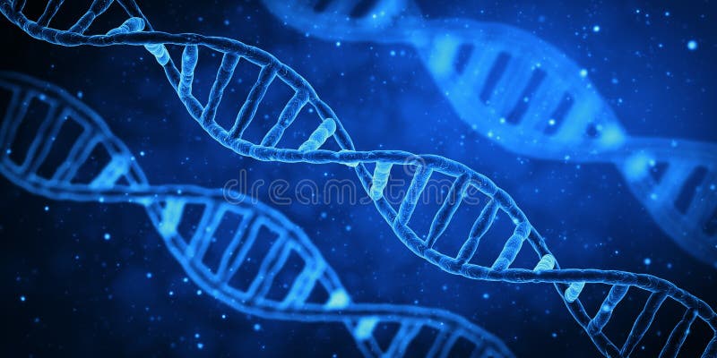 Blue DNA Structure Science Research Biology and Medical Concept. 3d ...