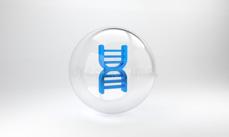 Blue DNA Symbol Icon Isolated on Grey Background. Glass Circle Button ...