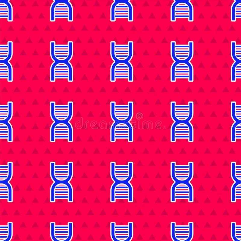 Blue DNA Symbol Icon Isolated Seamless Pattern on Red Background ...