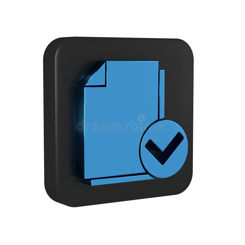 Blue Document and Check Mark Icon Isolated on Transparent Background ...