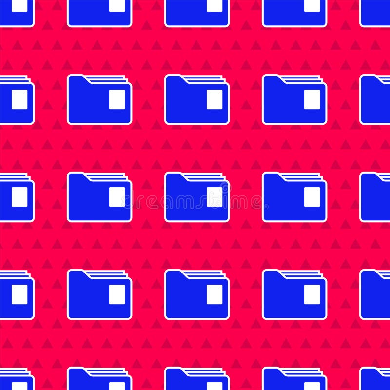 Blue Document Folder Icon Isolated Seamless Pattern on Red Background ...