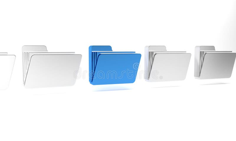 Blue Document Folder Icon Isolated on White Background. Accounting ...