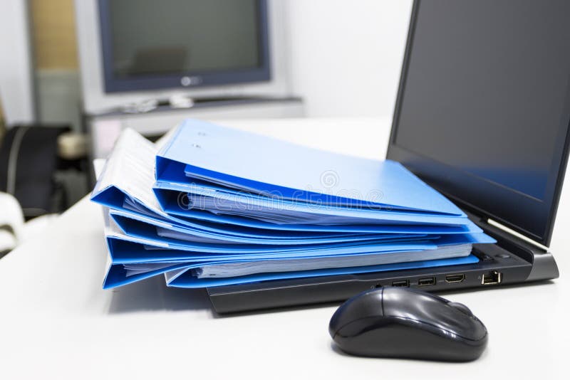 Blue Document Folder with Notebook Stock Photo - Image of organization ...