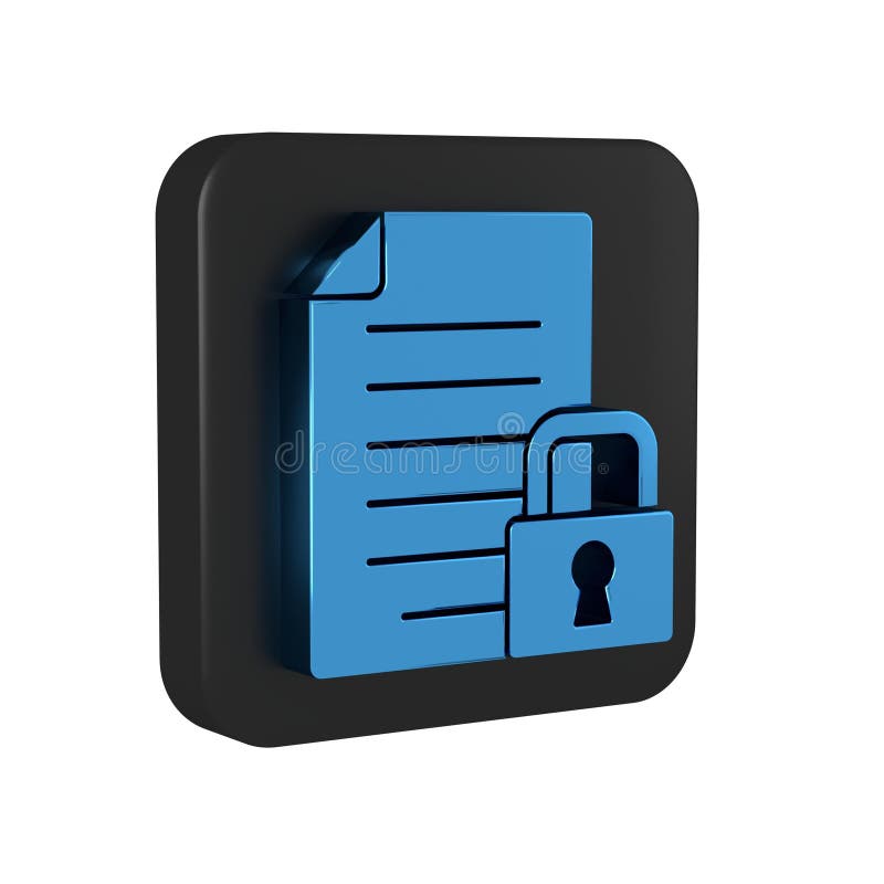Blue Document and Lock Icon Isolated on Transparent Background. File ...