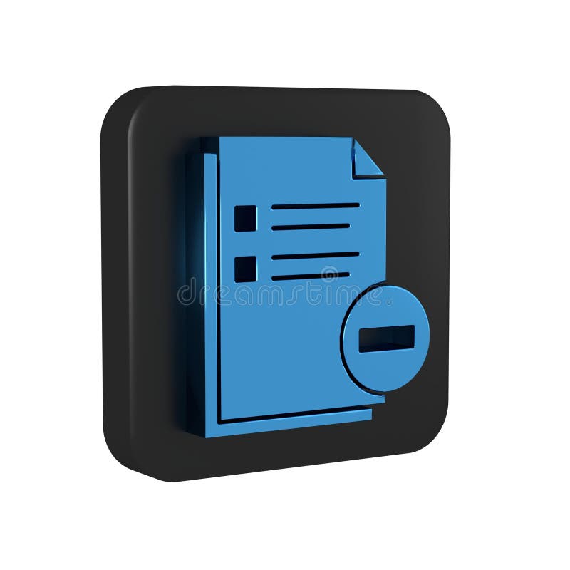 Blue Document with Minus Icon Isolated on Transparent Background. Clear ...
