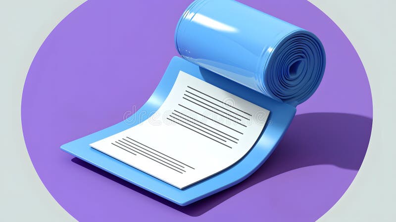 Blue Document Rolled with Blank Pages Stock Illustration - Illustration ...