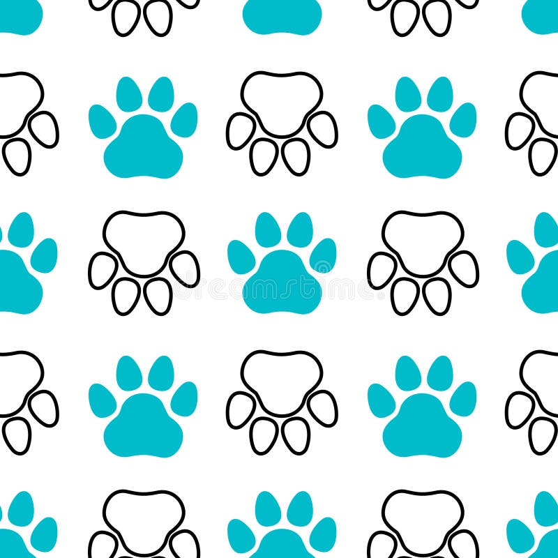 Blue Seamless Paw Prints Stock Illustrations – 306 Blue Seamless Paw ...