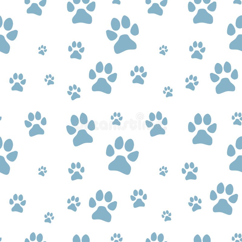 Paws Seamless Background, Paws Pattern, Blue Illustration Stock Vector ...