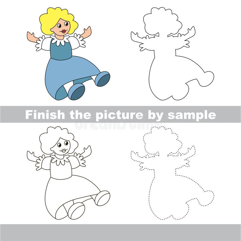 Blue Doll. Drawing Worksheet. Stock Vector - Illustration of logic ...