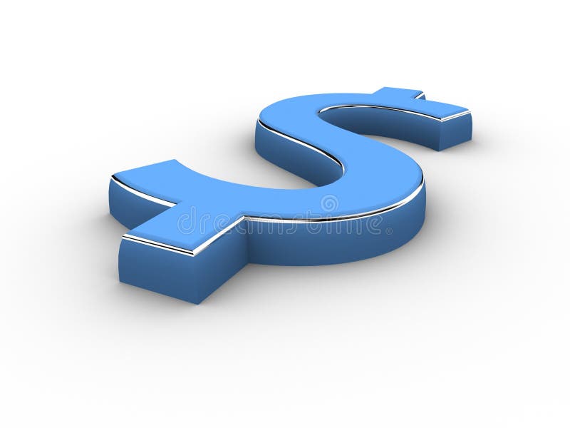Sky Blue 3d Dollar Symbol. Metal Font with Glossy Reflections and ...
