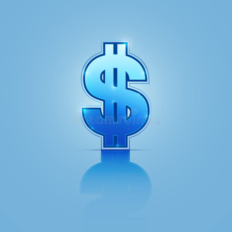 Blue Dollar Icon on Blue Background Stock Vector - Illustration of ...